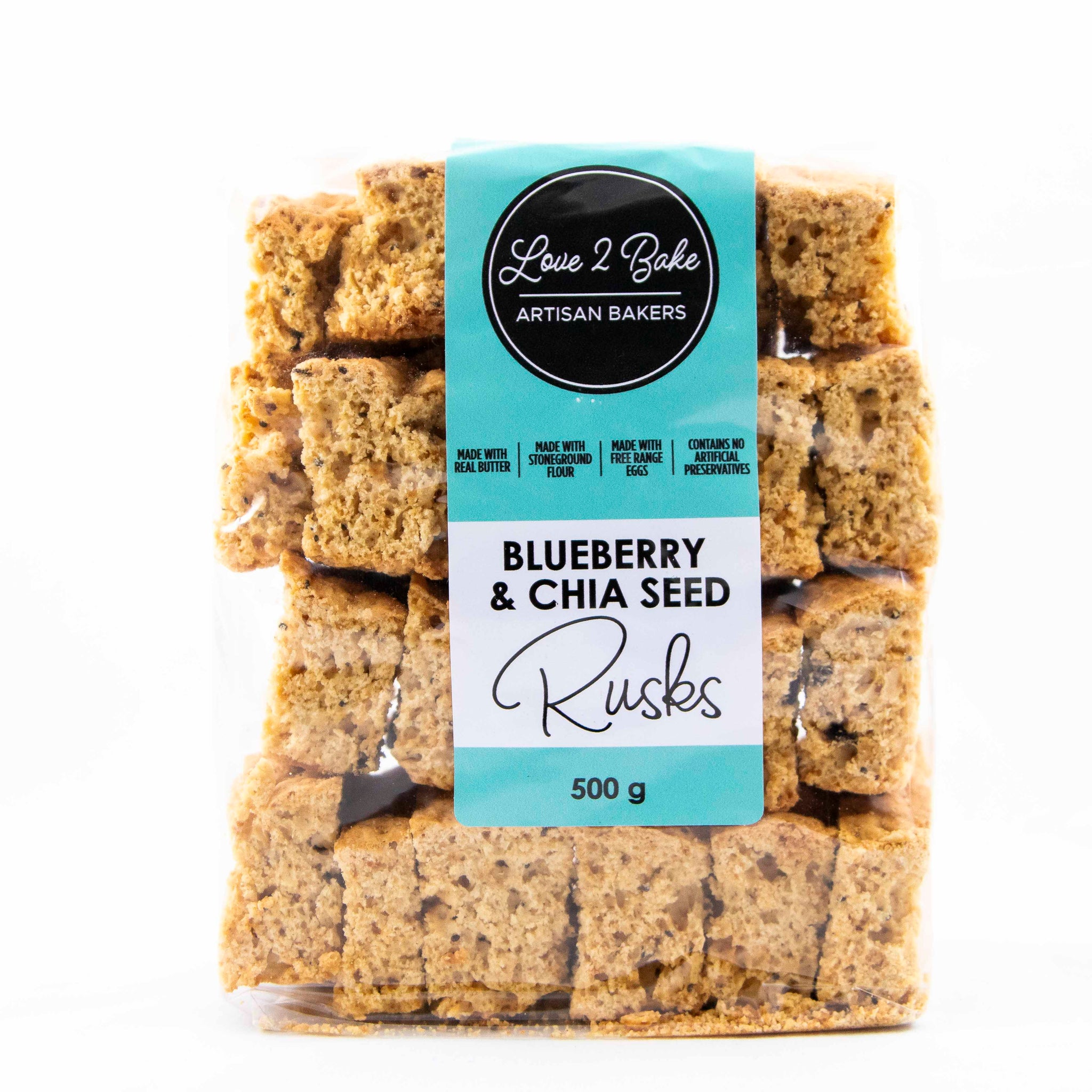 Blueberry & Chia seed Rusks (500g) – Love2bake
